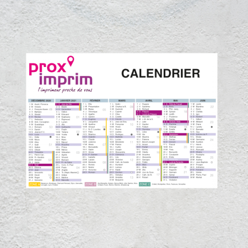 Calendrier rembordé - Prox'imprim